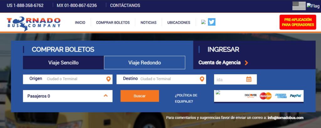 Autobuses Tornado Bus Company - Horarios, boletos, facturación y ...